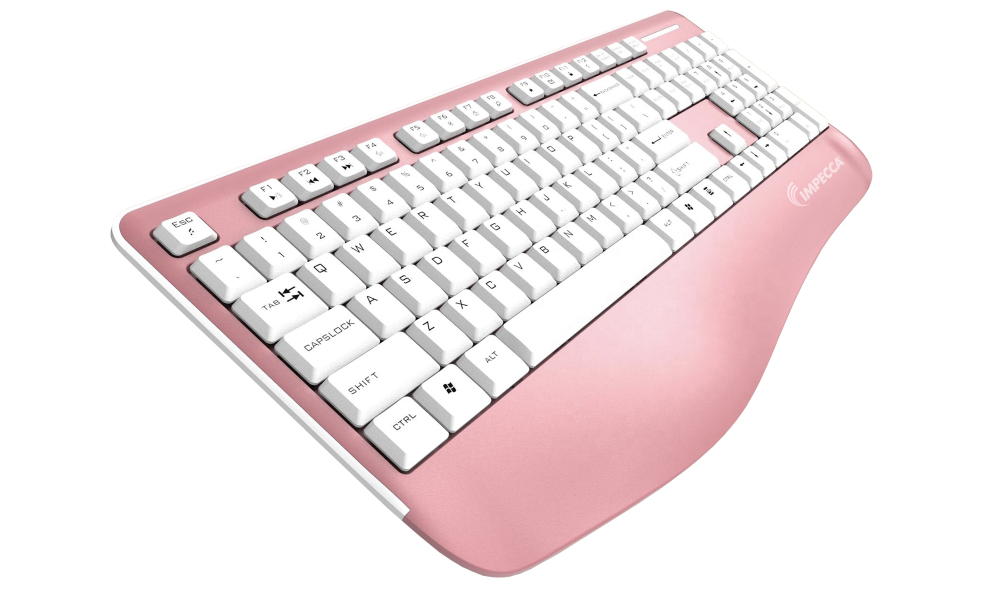 IMPECCA Wireless Multimedia Keyboard & Mouse With Ergonomic Palm-Rest -Pink